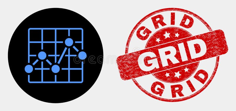 Vector Chart Grid Icon and Scratched Grid Watermark Stock Vector ...