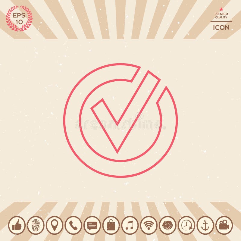 Rounded Check Mark Line Icon Stock Vector - Illustration of choose ...