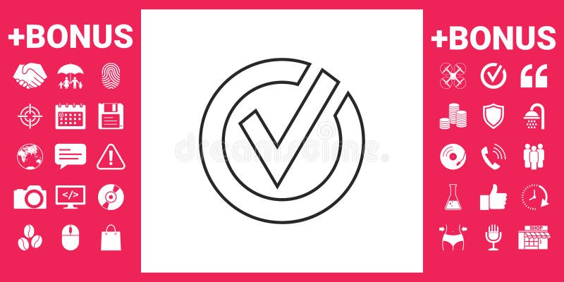 Rounded Check Mark Line Icon Stock Vector - Illustration of object ...