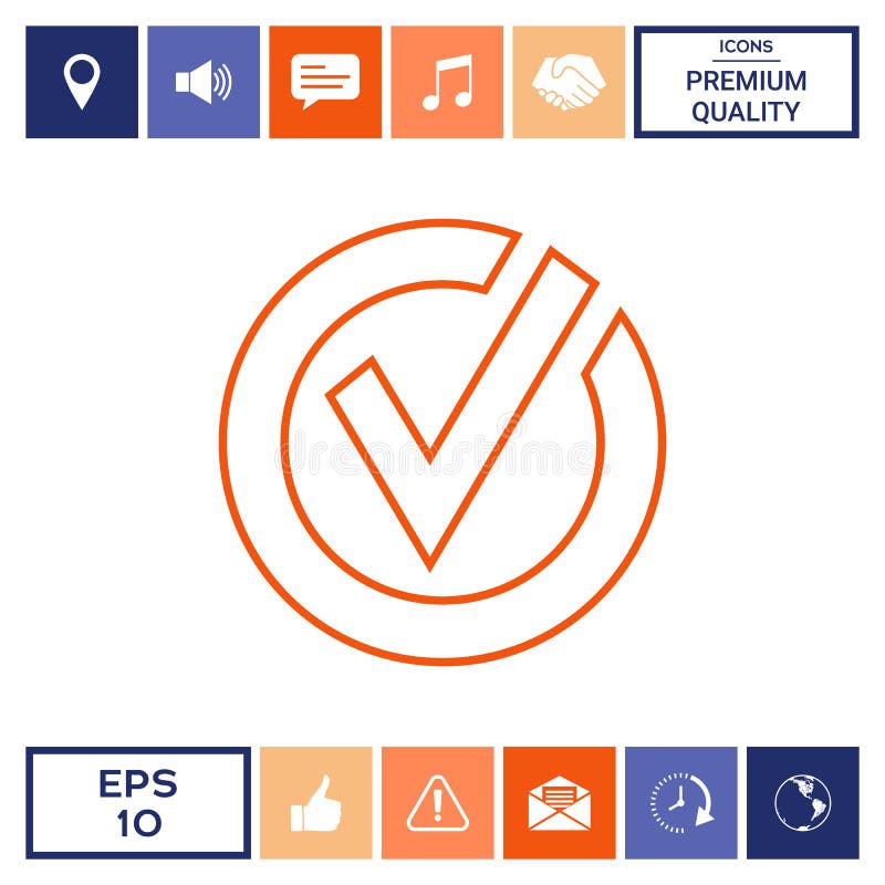 Rounded Check Mark Line Icon Stock Vector - Illustration of correct ...