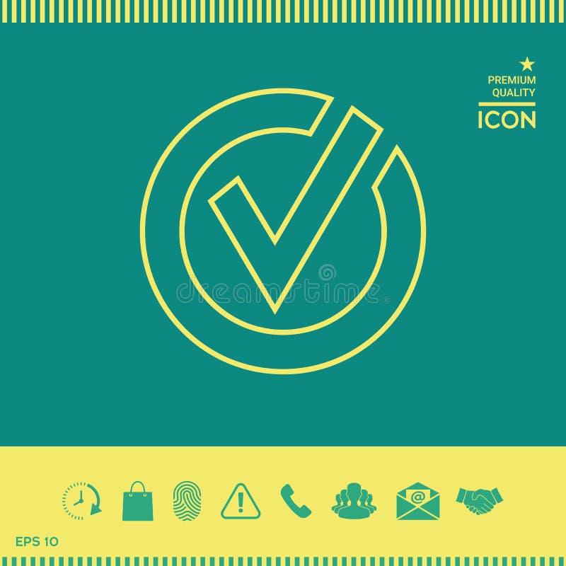 Rounded Check Mark Line Icon Stock Vector - Illustration of round, sign ...