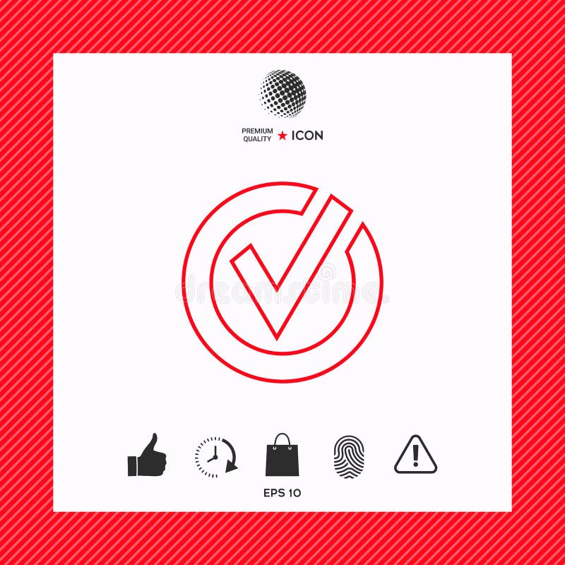 Rounded Check Mark Line Icon Stock Vector - Illustration of flat ...