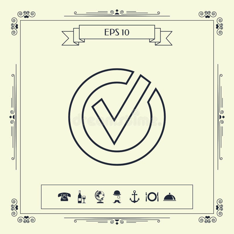 Rounded Check Mark Line Icon Stock Vector - Illustration of graphic ...
