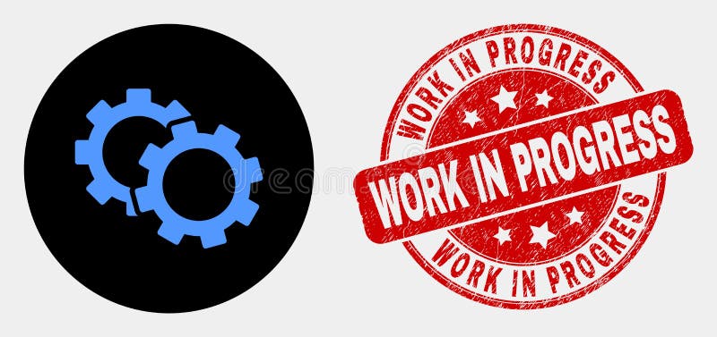 Vector Cogs Icon and Grunge Work in Progress Watermark Stock Vector ...