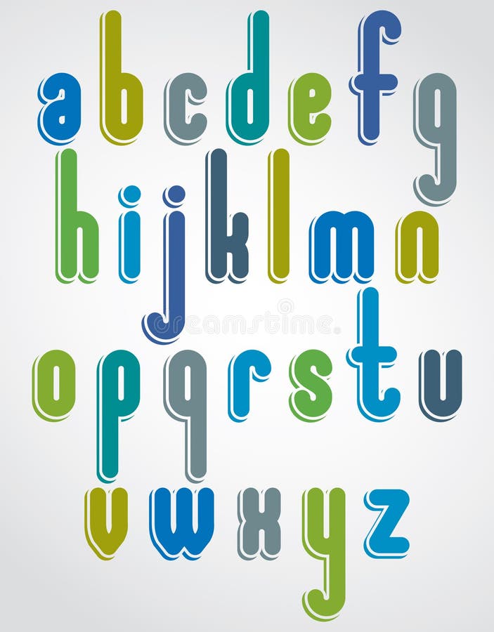 Colorful Lowercase Letters with Rounded Corners, Animated Light Stock ...