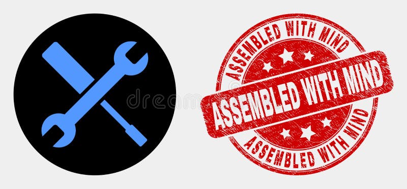 Vector Configuration Tools Icon and Distress Assembled with Mind Stamp ...