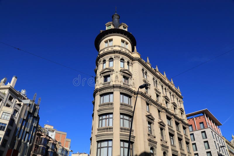 Rounded Corner Building in Barcelona, Spain Stock Photo - Image of ...