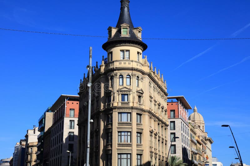 Rounded Corner Building in Barcelona, Spain Stock Image - Image of ...