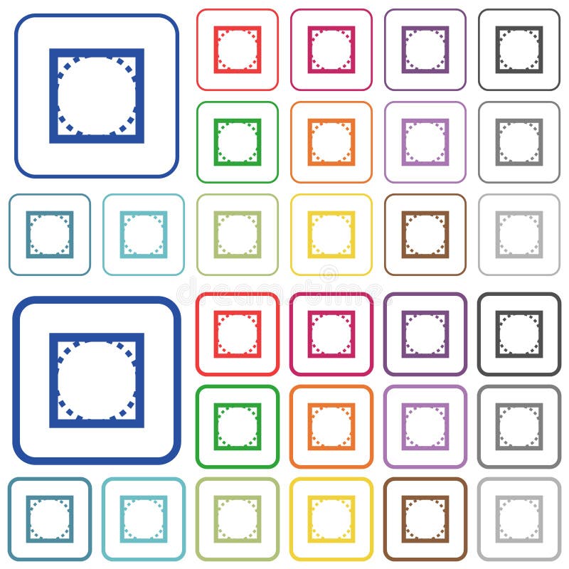 Rounded Corner Settings Outlined Flat Color Icons Stock Vector ...
