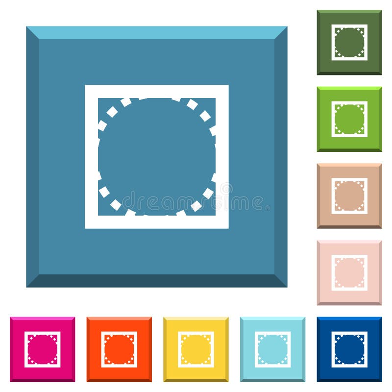 Rounded Corner Settings White Icons on Edged Square Buttons Stock ...