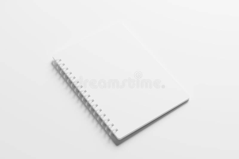 A4 A5 Rounded Corner Spiral Notebook 3D Rendering White Blank Mockup ...