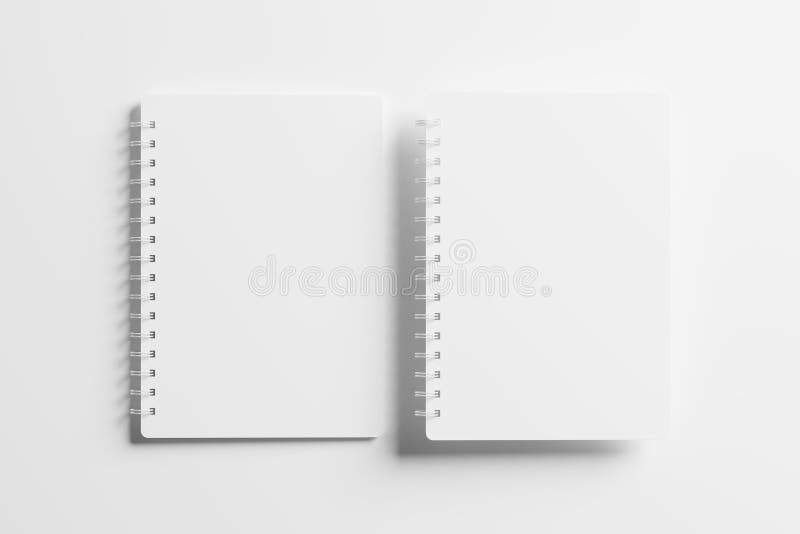 A4 A5 Rounded Corner Spiral Notebook 3D Rendering White Blank Mockup ...