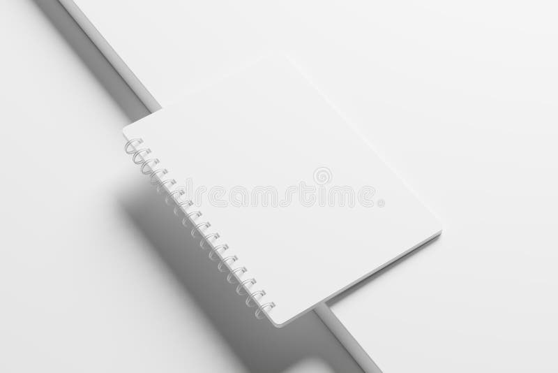 A4 A5 Rounded Corner Spiral Notebook 3D Rendering White Blank Mockup ...