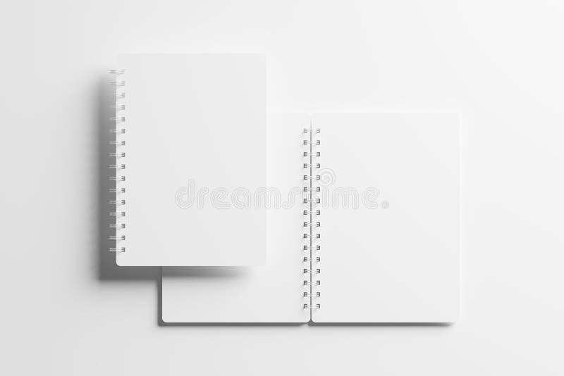A4 A5 Rounded Corner Spiral Notebook 3D Rendering White Blank Mockup ...