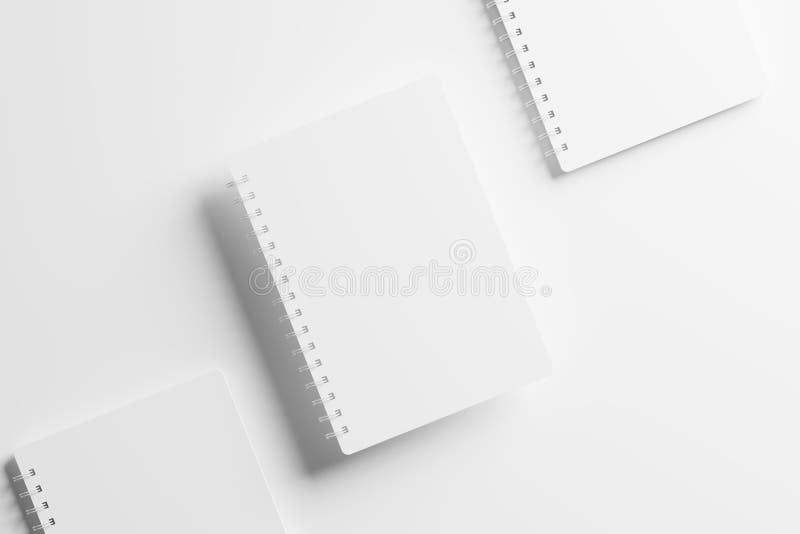 A4 A5 Rounded Corner Spiral Notebook 3D Rendering White Blank Mockup ...