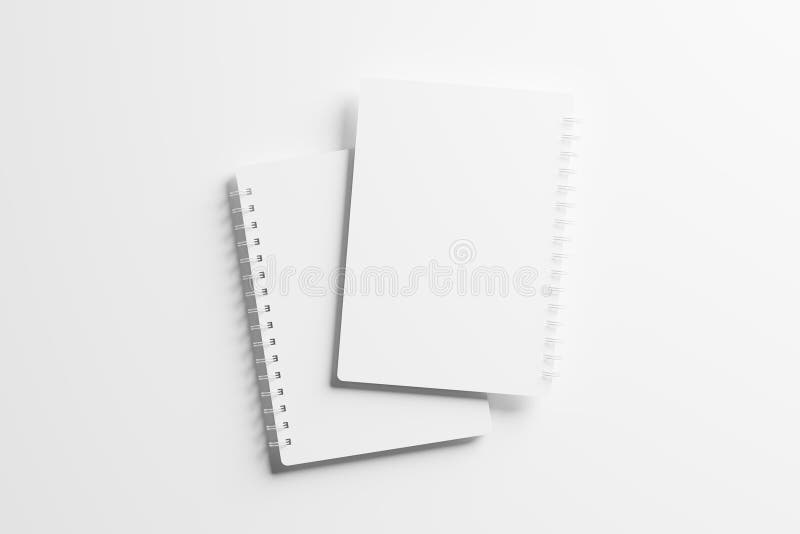 A4 A5 Rounded Corner Spiral Notebook 3D Rendering White Blank Mockup ...