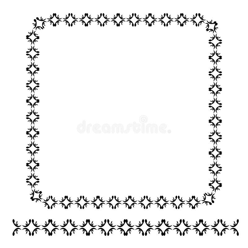 Vector Rounded Corner Square Floral Frame, Isolated on White Stock ...