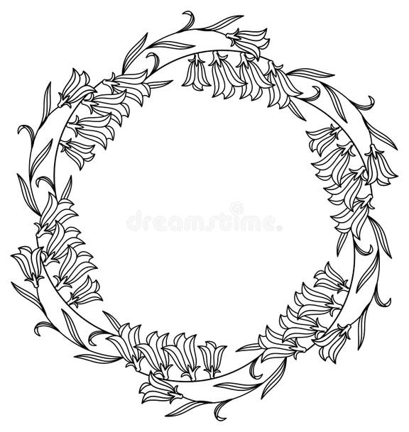 Rounded Corners Vertical Framework with Bluebells. Stock Illustration ...