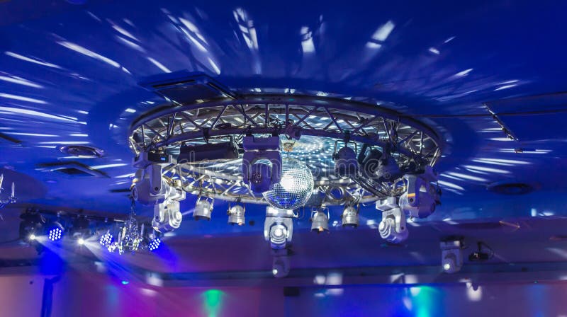 Rounded Disco Lights Show on the Ceiling Stock Image - Image of ...