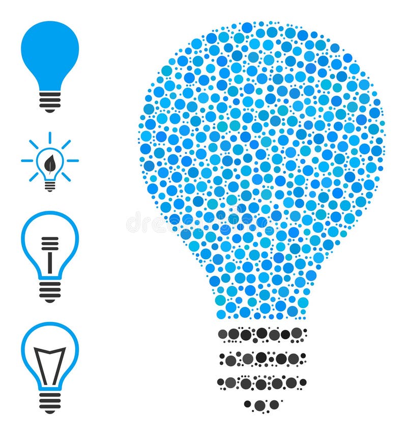 Dotted Bulb Collage of Round Dots with Similar Icons Stock Vector ...
