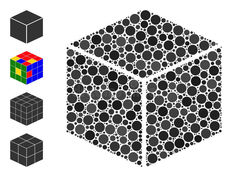 Dotted Cube Collage of Round Dots with Similar Icons Stock Illustration ...