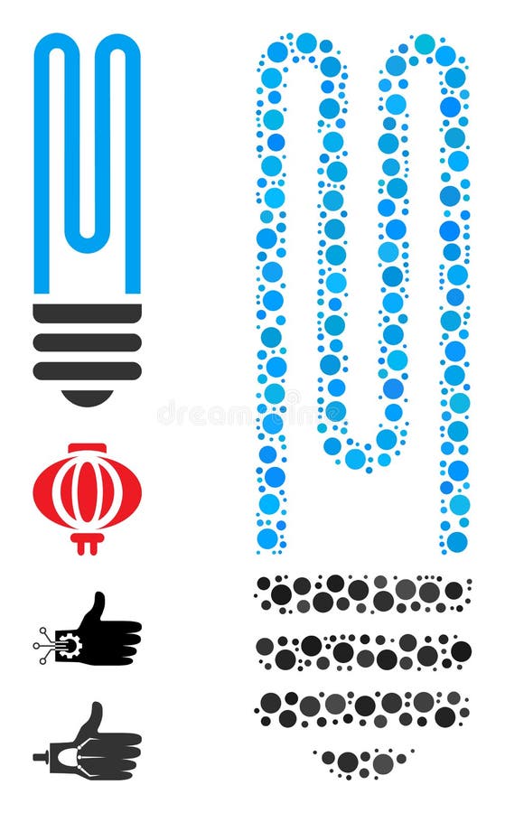 Dotted Fluorescent Bulb Collage of Rounded Dots with Similar Icons ...