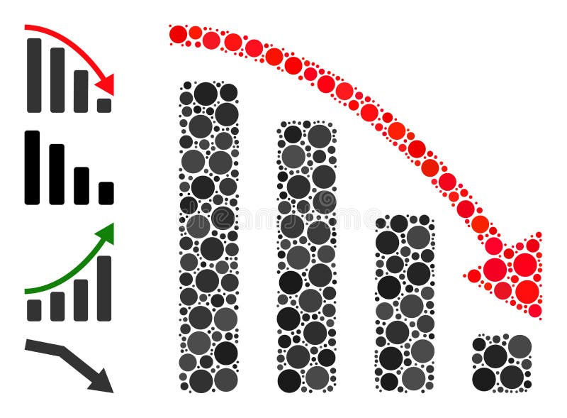 Dotted Negative Trend Mosaic of Round Dots and Bonus Icons Stock Vector ...