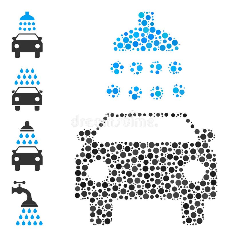 Dotted Car Shower Collage of Rounded Dots and Bonus Icons Stock Vector ...