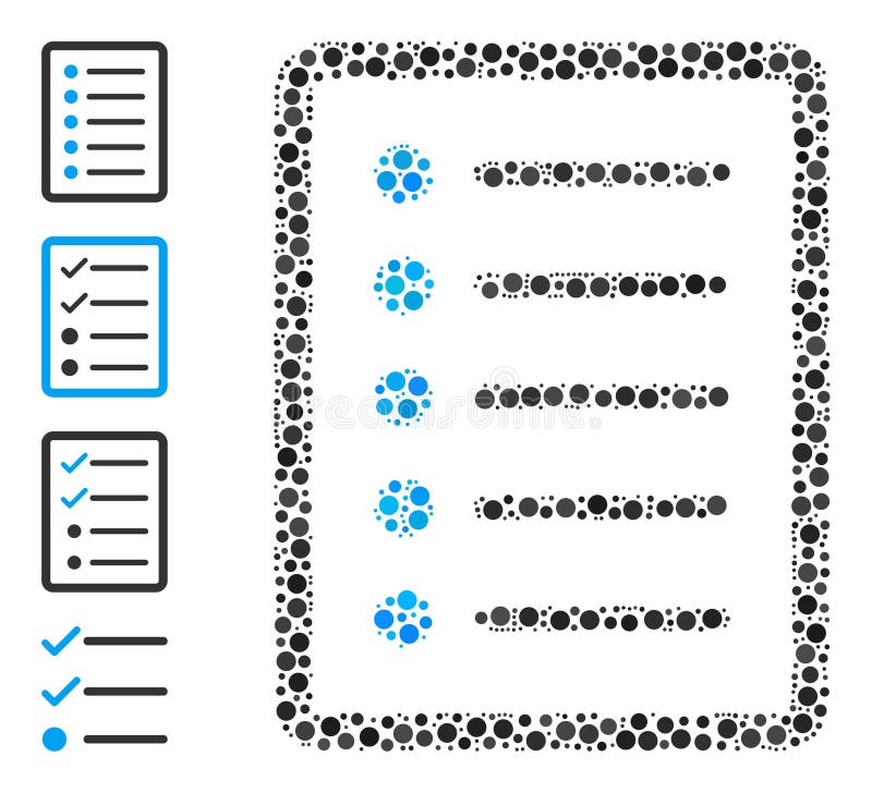 Dotted List Page Composition of Circles with Similar Icons Stock Vector ...
