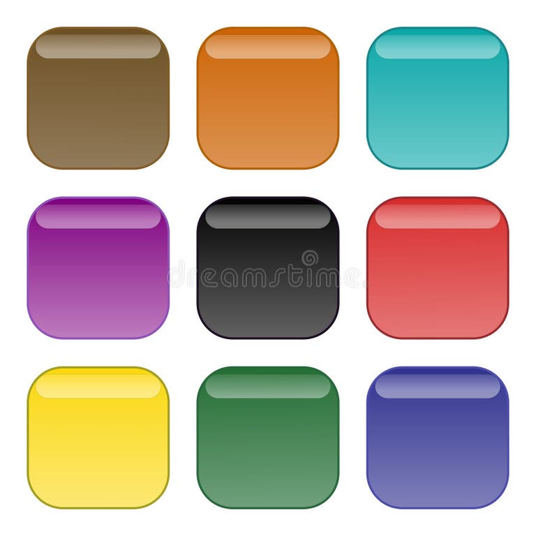 Rounded Edge Square Buttons Stock Vector - Illustration of glass ...