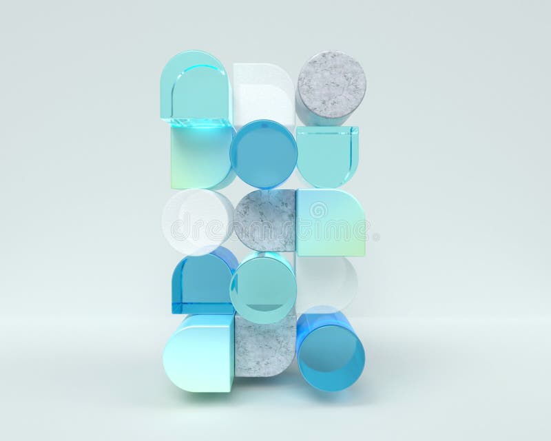 Rounded Elements in Balance - Colored Geometric Shapes 3d Illustration ...