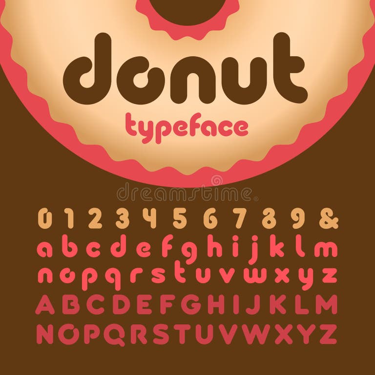 Rounded Font. Vector Alphabet with Donut Effect Letters and Numb Stock ...