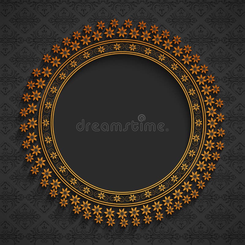 Rounded Frame with Floral Decoration. Stock Illustration - Illustration ...