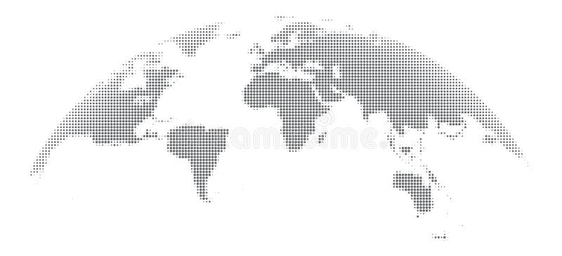Rounded Globe with World Map Continents. Isolated World Map with Half ...