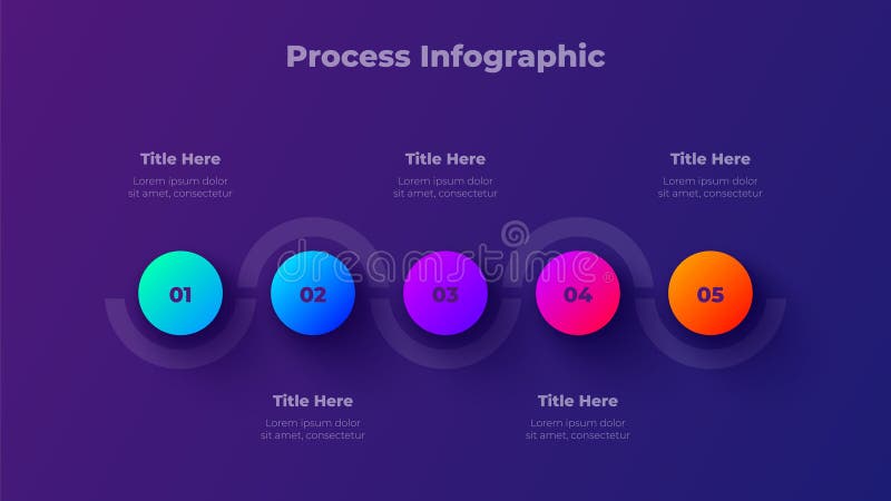 Rounded Gradient Process Infographic Vector with 5 Steps. Modern Circular Timeline Diagram for ...