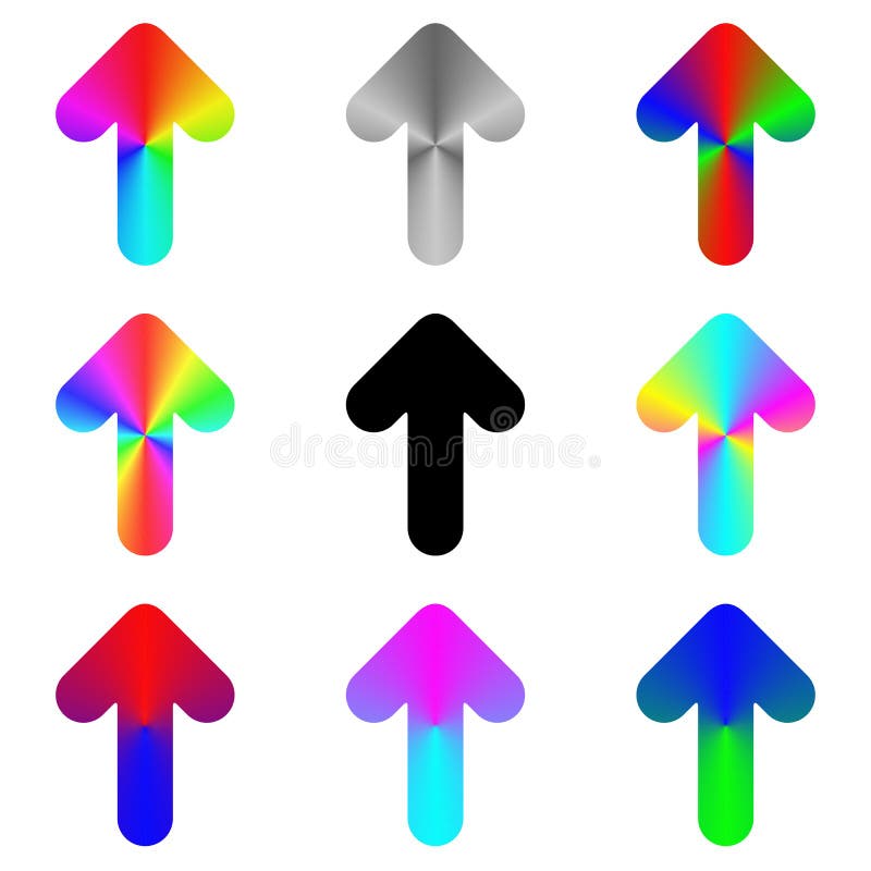 Rounded Gradient Rainbow Arrow Icon Design Set Stock Vector ...