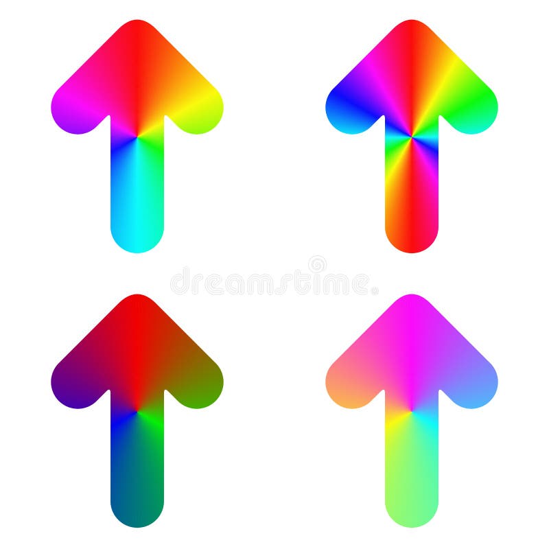 Rounded Gradient Rainbow Arrow Icon Design Set Stock Vector ...