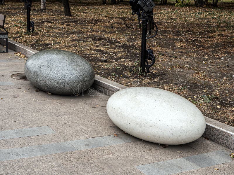 Rounded Granite Boulders As a Design Element Stock Photo - Image of ...