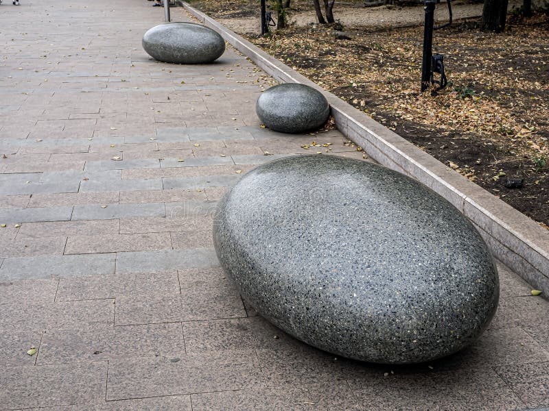 Rounded Granite Boulders As a Design Element Stock Image - Image of ...