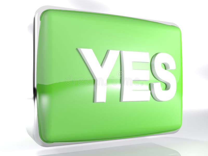 YES Green Box Icon - 3D Rendering Stock Illustration - Illustration of ...