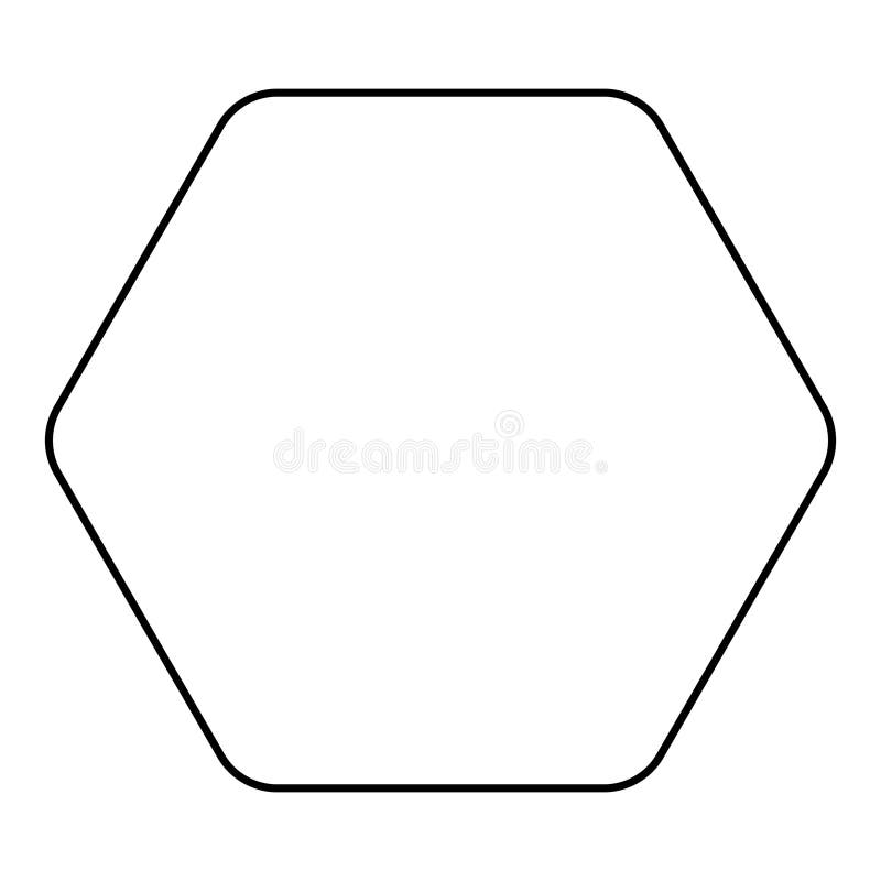 Rounded Hexagon Shape Symbol, Black and White Vector Silhouette ...