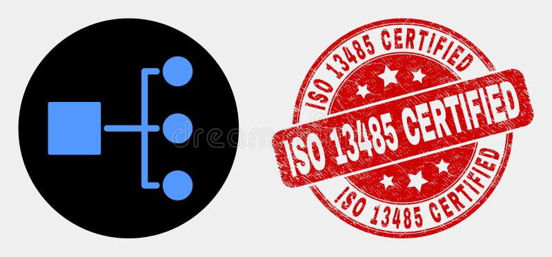 Vector Hierarchy Icon and Distress ISO 13485 Certified Stamp Stock ...