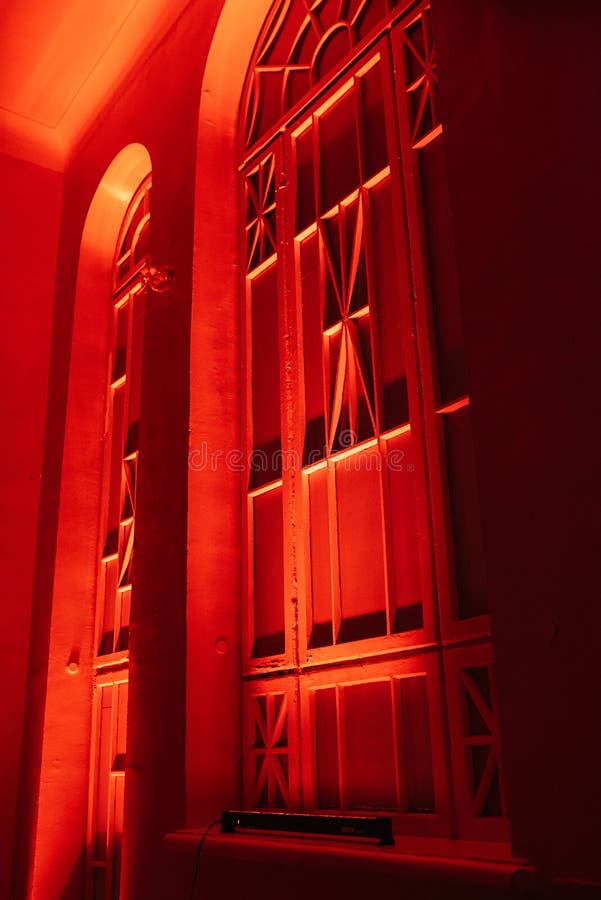 Rounded Large Windows in Red Stock Photo - Image of large, light: 241508926
