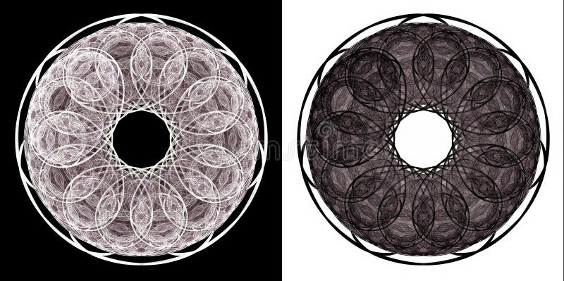 Rounded Lines are Inscribed in the Circles, Creating Interesting Patterns. Monochrome Ornament ...