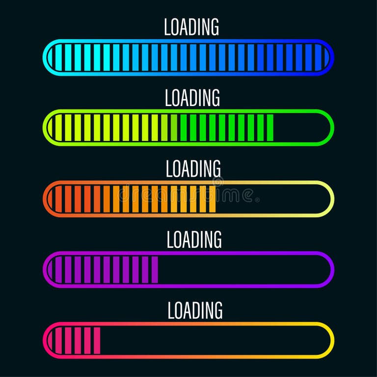 Rounded Loading Bars. Gradient Progress Indicators. Digital UI Elements ...