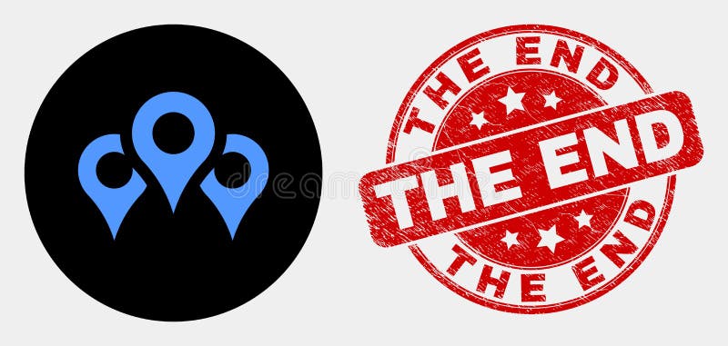 Vector Map Markers Icon and Distress the End Seal Stock Vector ...