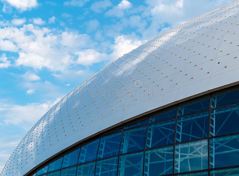 Rounded Roof and Windows of Modern Building and Sky Stock Photo - Image ...
