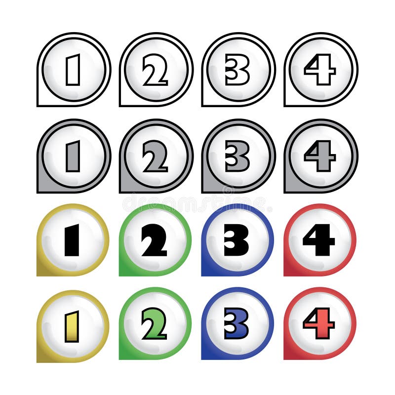 Rounded Multicolor Pointers with Numbers Stock Illustration ...