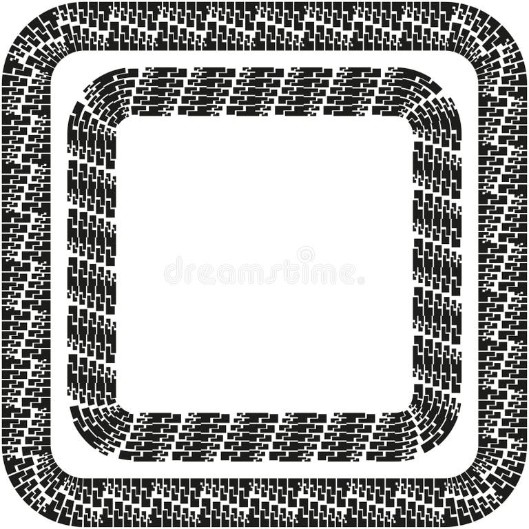 Rounded Pixel Frame. Mosaic Corner Border. Decorative Square Vector ...