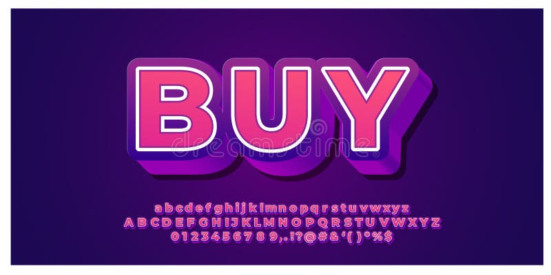 Rounded Purple 3d Font Styles Design Templates Stock Vector ...